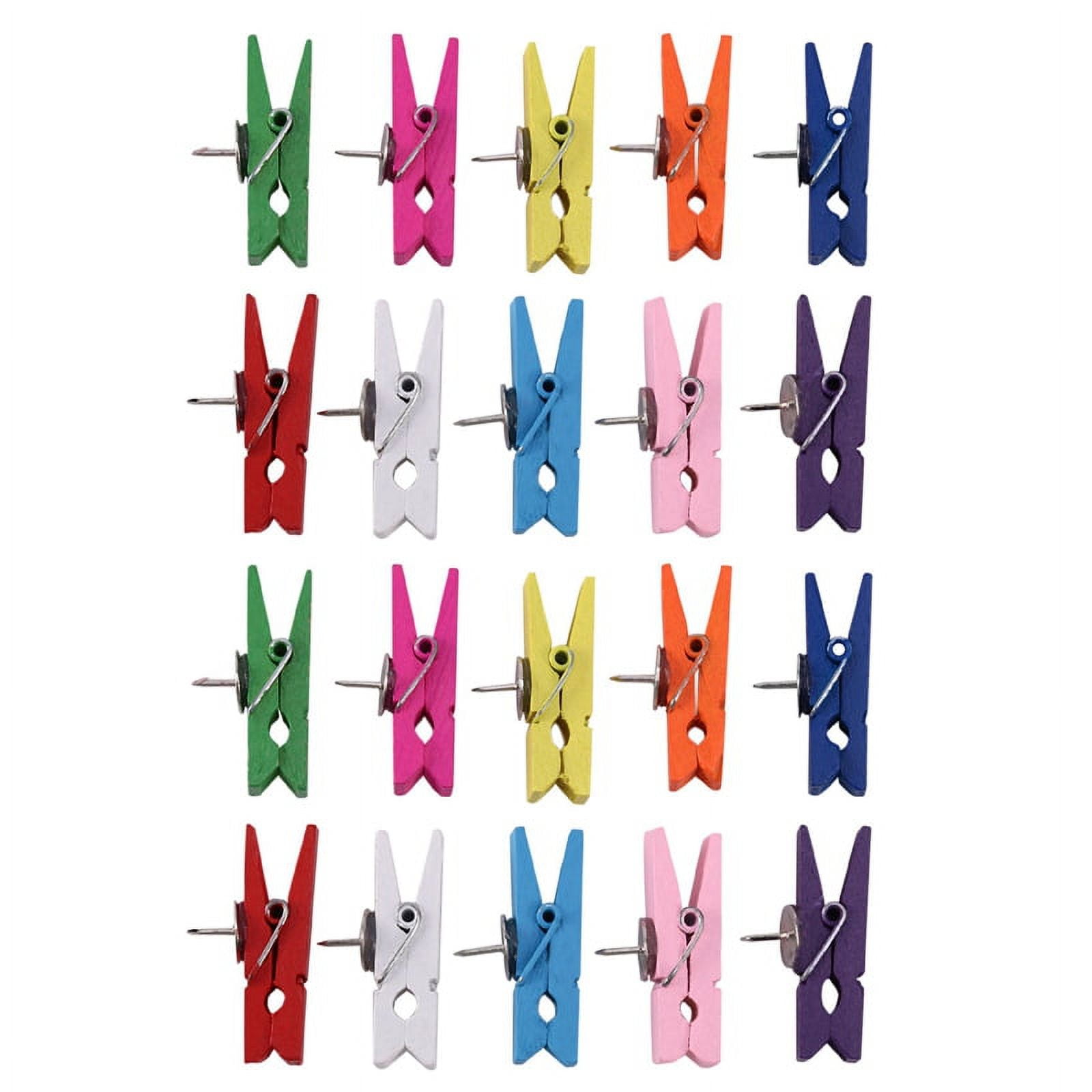 PCFVRKA Pins with Wooden Clips Pushpins Tacks Thumbtacks, Paper Clips ...