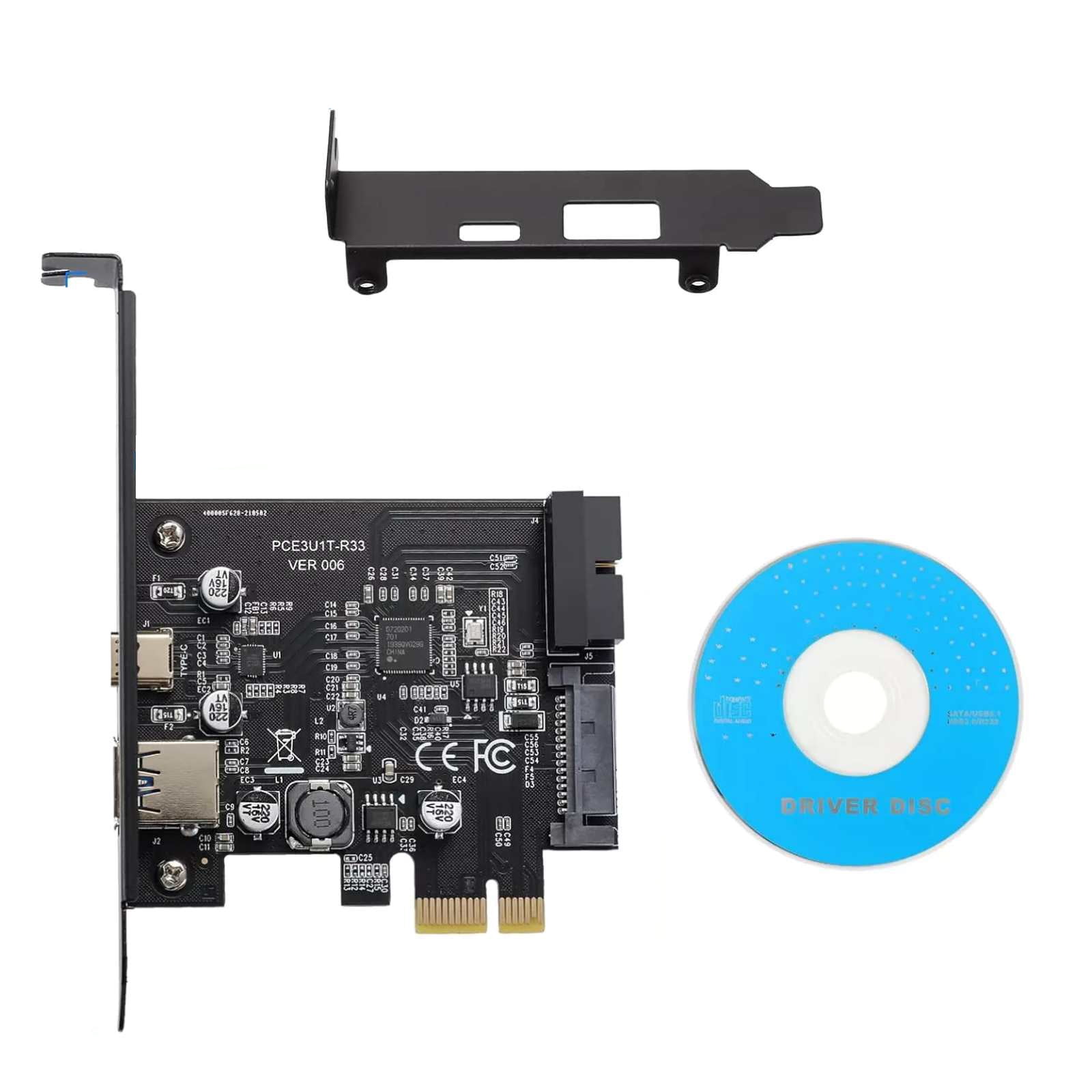 PCI-E 1X to USB 3.2 Gen1 5Gbps 2 Ports Type C Type A Expansion Card ...