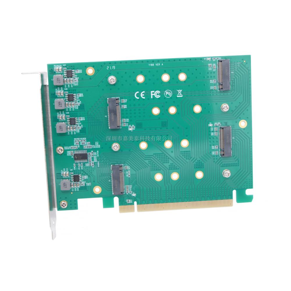 PCI-E 3.0 x16 split to 4 NVME M.2 solid state SSD disk array card VROC multi-port adapter card ...