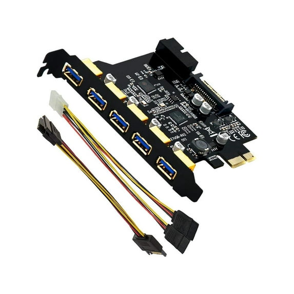 PCI-E to USB 3.0 5-Port PCI Express Expansion Card 15-Pin Power ...