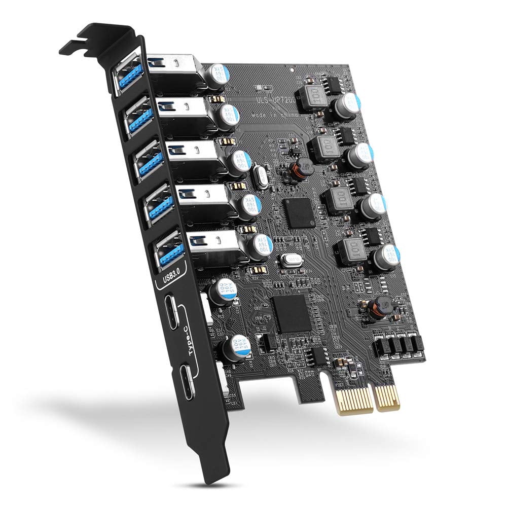 PCI-E to USB 3.0 SSF20 7-Port(2X USB-C - 5X Expansion Card,PCI Express USB Add in Card, Internal ...
