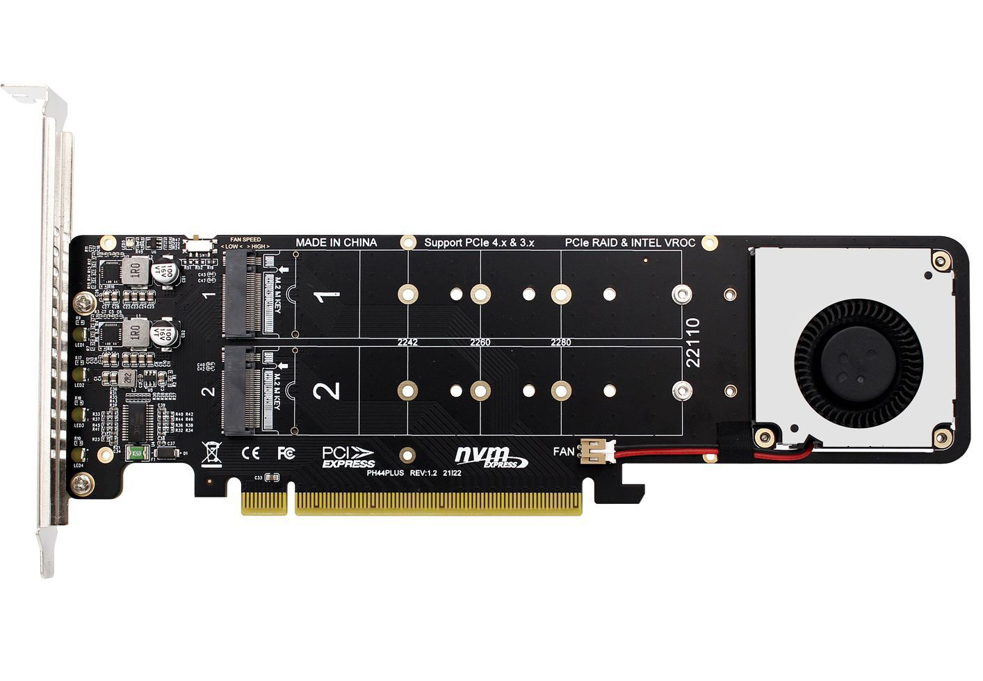 PCI-E X16 To M.2 M-key NVME X4 SSD RAID Array Expansion Adapter Split ...