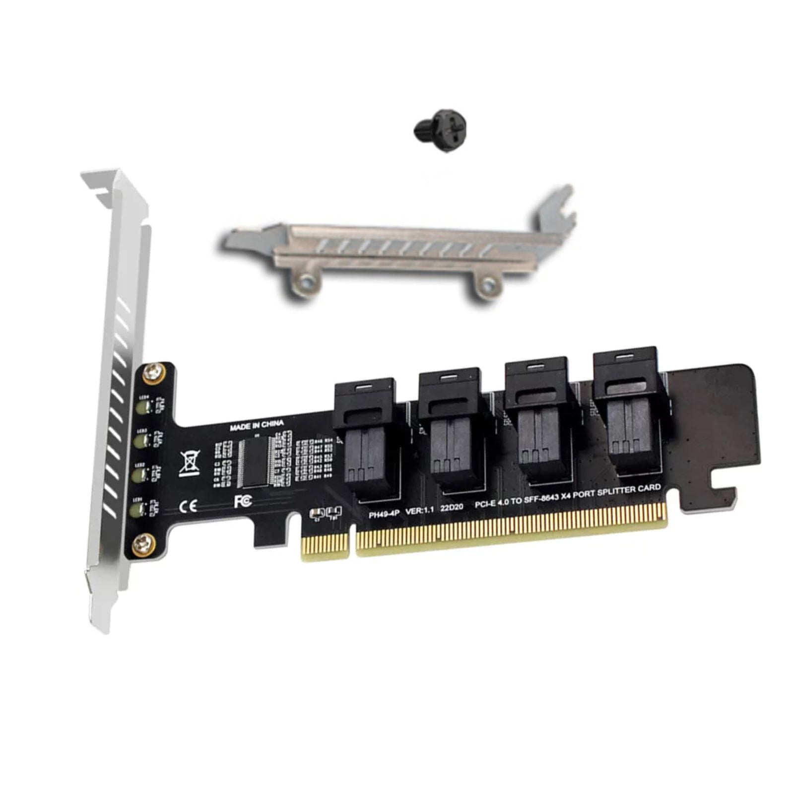 PCI-E X16 to 4 Port U.2 NVME SFF-8643 SFF-8639 Expansion Card PCIe4.0 ...
