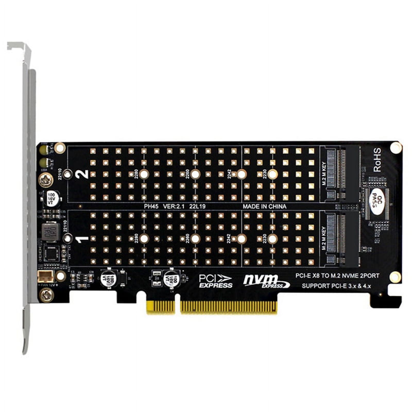 PCI-E X8 Double Disk Card NVME M.2 M KEY SSD Expansion Adapter Extended Dual NVME PCI-E X8 Split ...