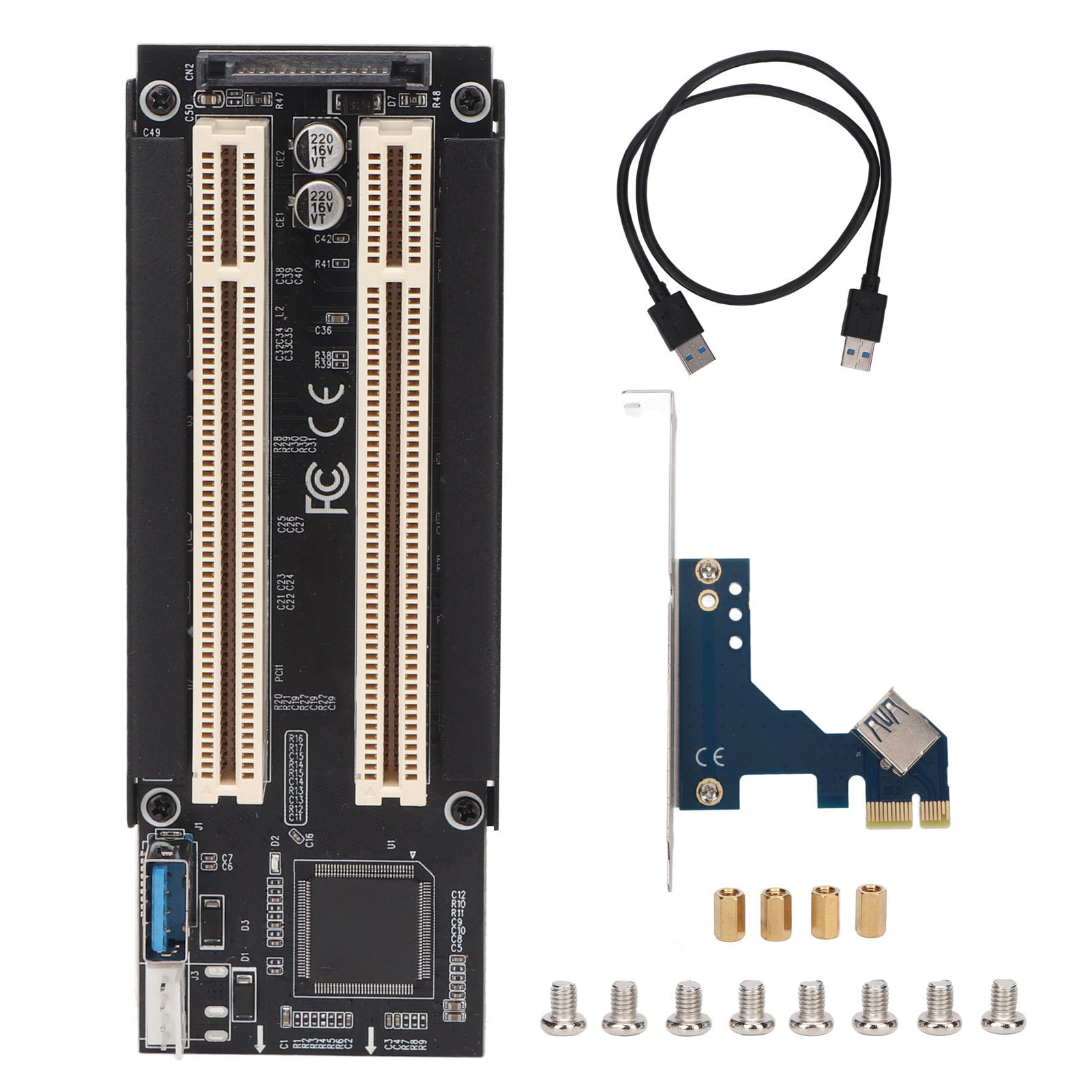 PCI E to Dual PCI Card Plug and Play PCB Material Blue LED Dual PCI ...
