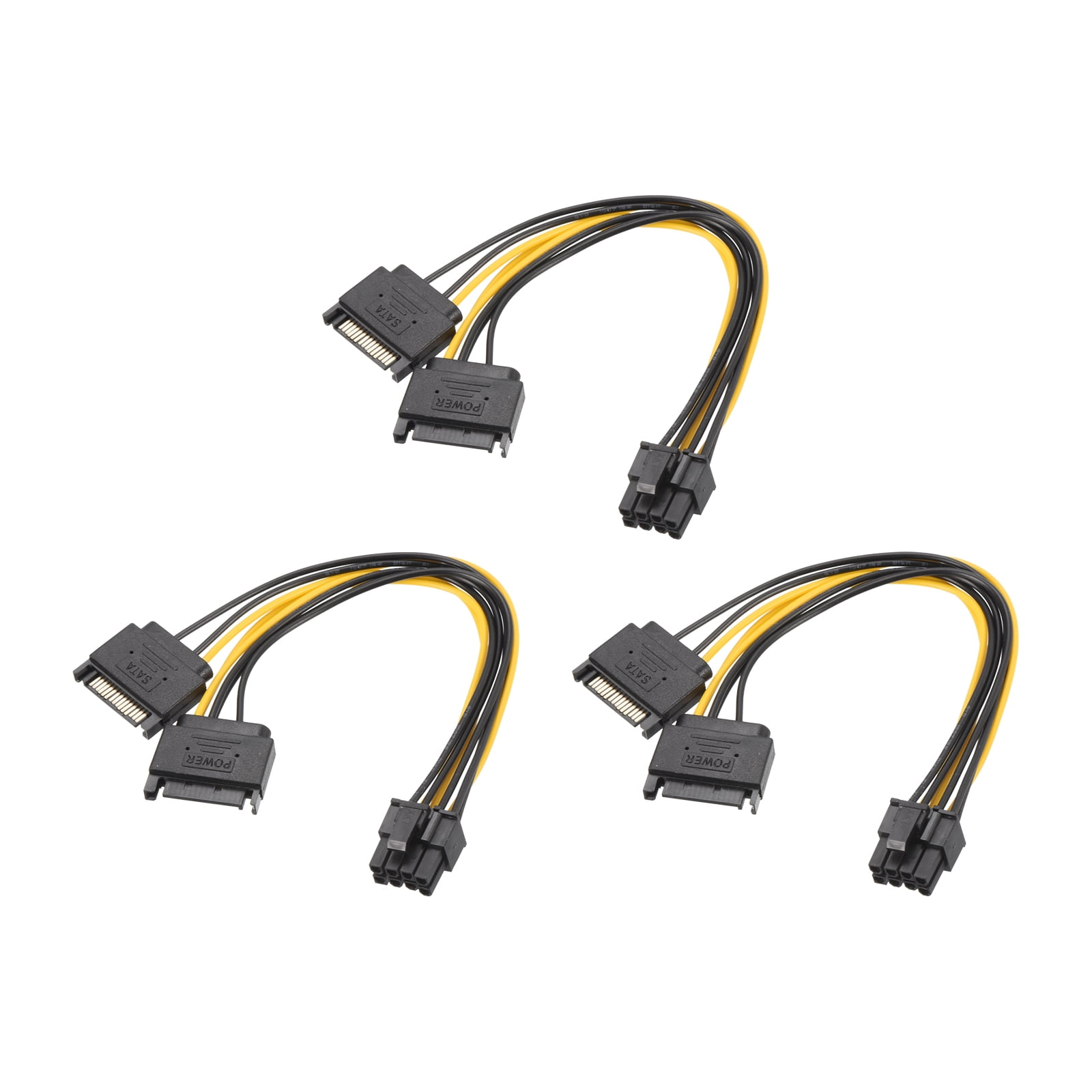 PCI Express Cable Dual 15 Pin to 8 Pin Male PCIE Graphics Card Power ...