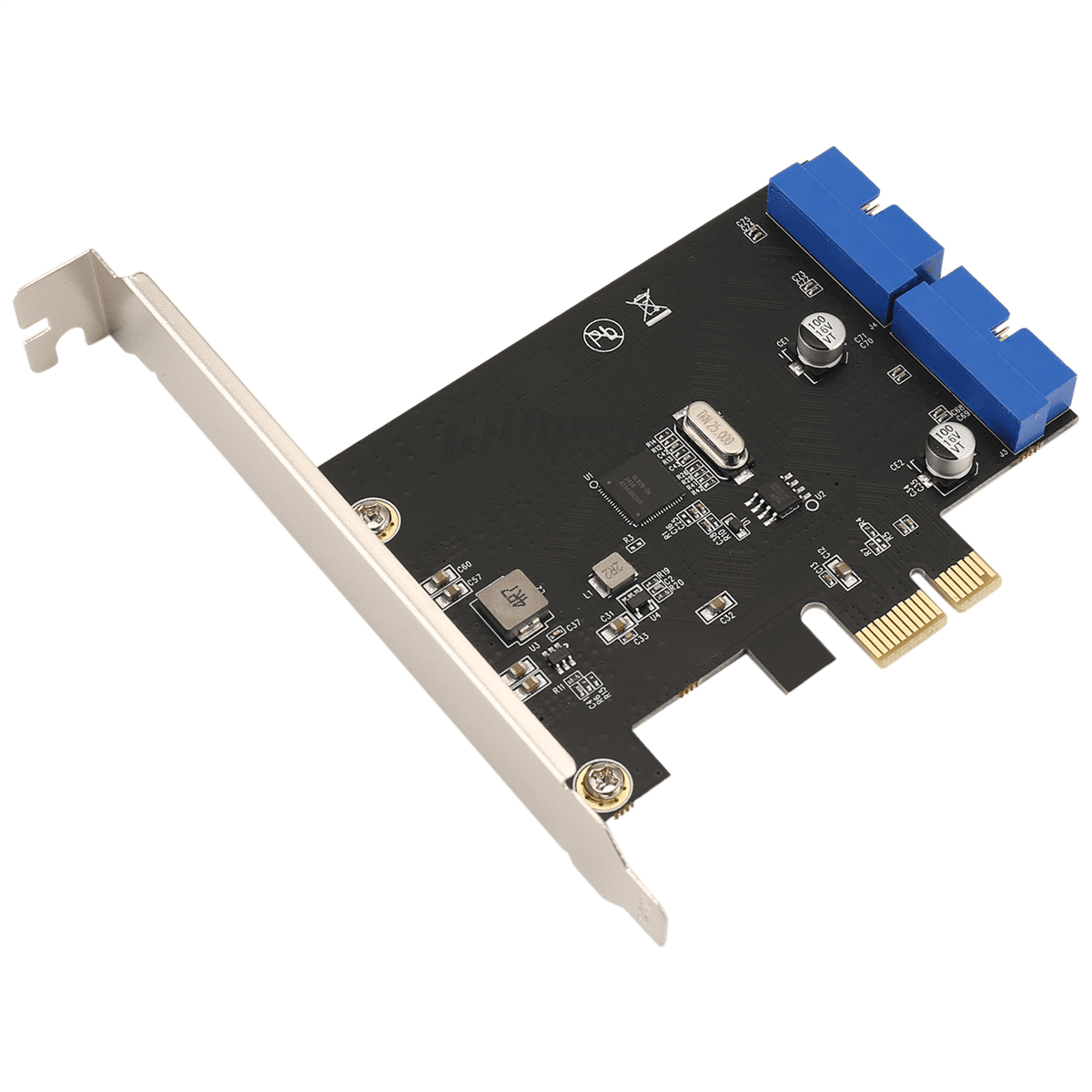PCI Express USB 3.0 19 Pin Expansion Card PCIE 1X to 2 Ports 3 Adapter ...