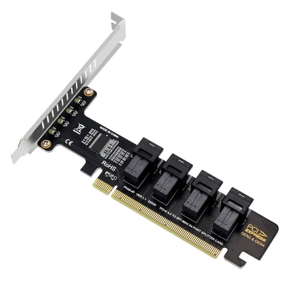 PCIE 16X To 4 Port Split Expansion Card PCIE 16X To 4 Port SFF-8643/ ...