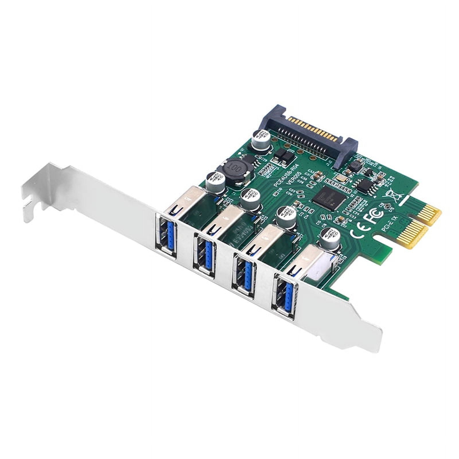PCIE 1X to USB3.2 Expansion Card PCI-E 4 Ports USB3.2 Adapter ...