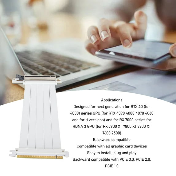 PCIE 4.0 X16 Riser Cable, High,Speed Flexible Extender For Graphics ...