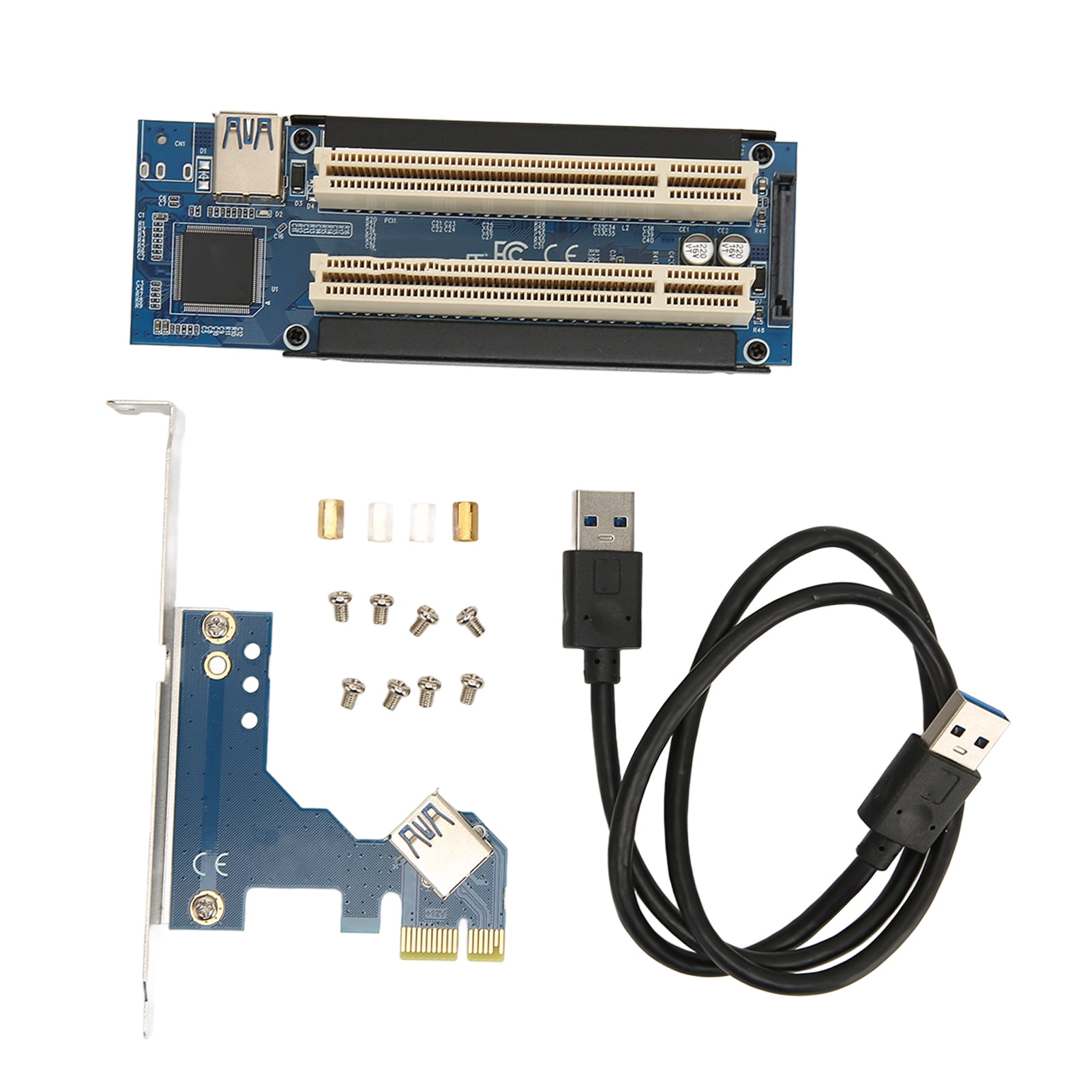 PCIE Express X1 to Dual PCI Riser Card 6Gbps Plug and Play Wide ...