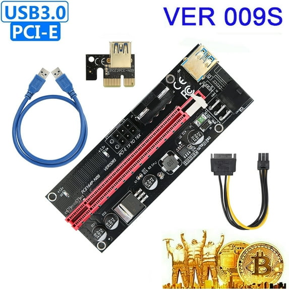 PCIE Riser VER 009S 1X to 16X Extender for GPU Mining Powered Riser ...