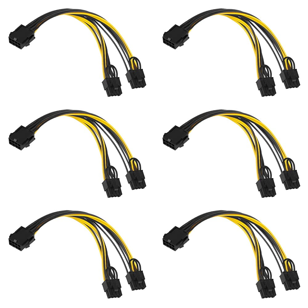 PCIE Splitter, 6 Pieces, 8 Pin (6+2) Express Power Adapters, PCI-e Video Card Splitter Hub Cable ...