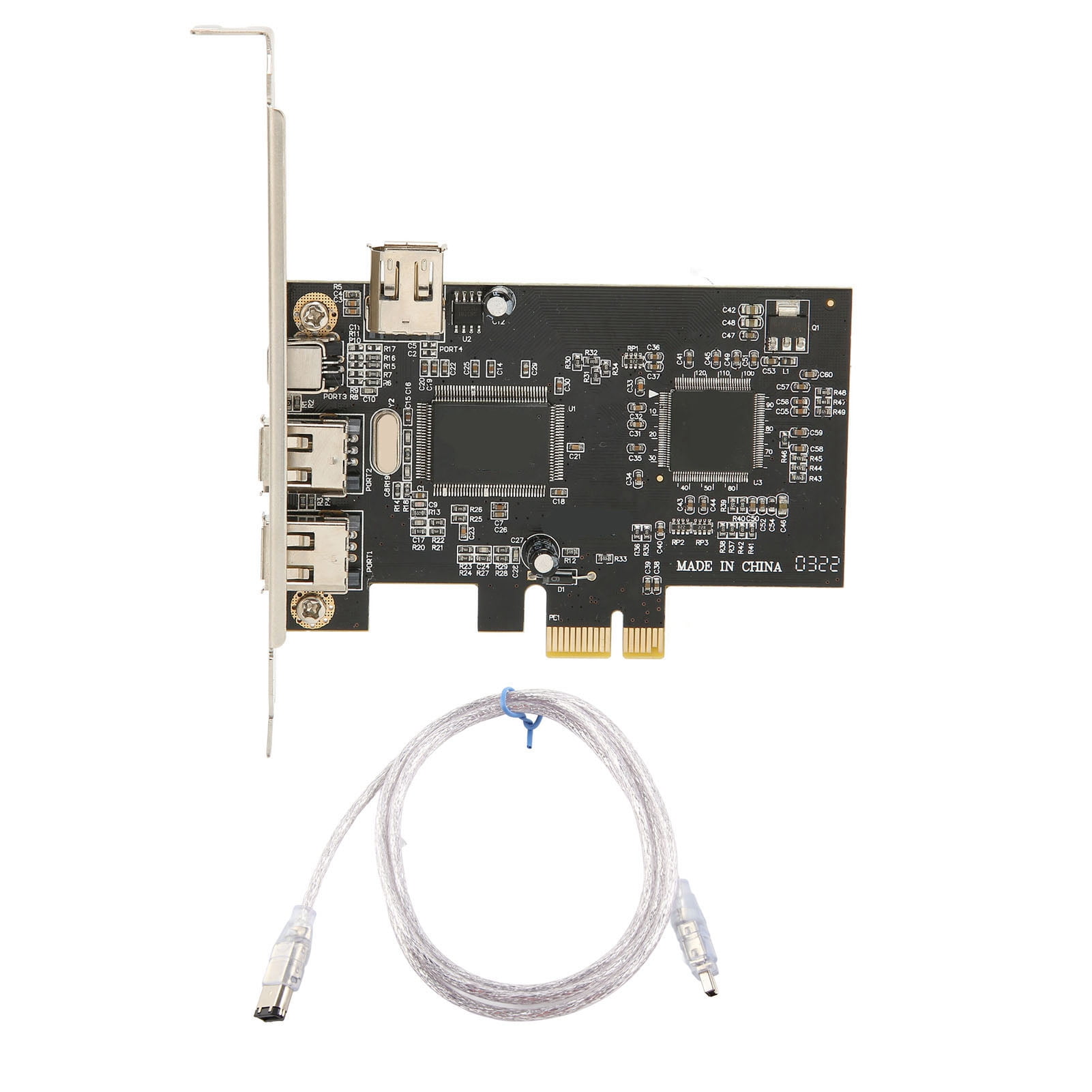 PCIE X1 to IEEE 1394A Riser Card Adapter Full Duplex Channel 3 External ...