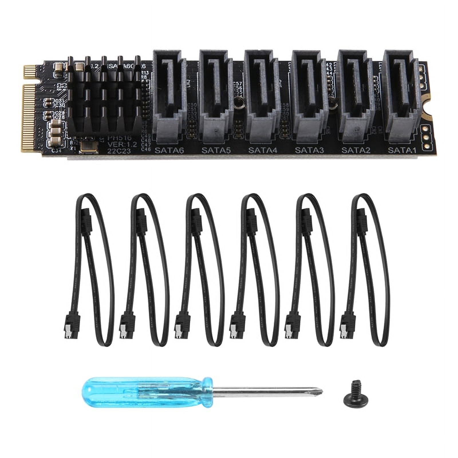 PCIE to SATA 6Gpbsx6-Port Expansion Card+SATA Cable M.2 MKEY PCI-E ...