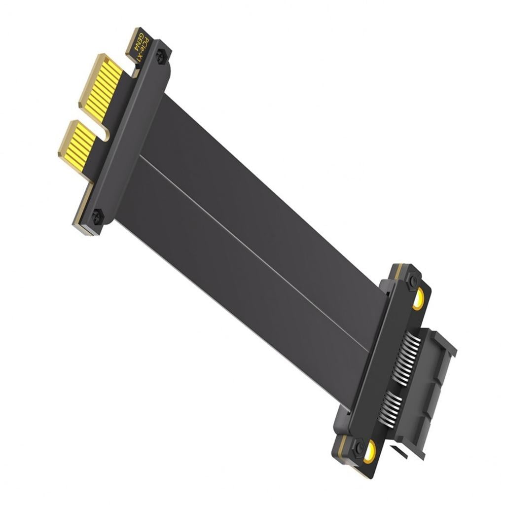 PCIE4.0 1X GPU Risers Cable 180 Degree to 180 Degree Angled Ribbon Extender Card Adapter for ...