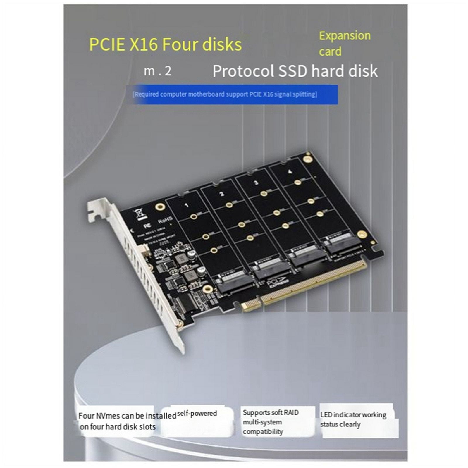 PCIEX16 NVME PCB PH44 NVME 4-Disk Array Card PCIE Signal Split Array ...