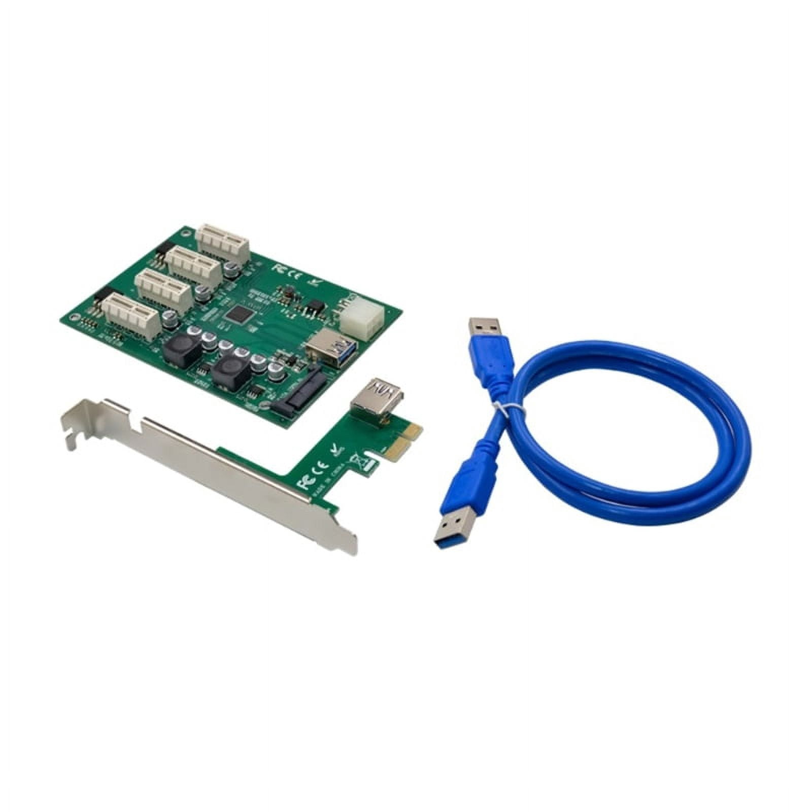 PCIe 1 to 4 PCI Express 1X Slots Riser Card Mini ITX to External 4 PCI ...
