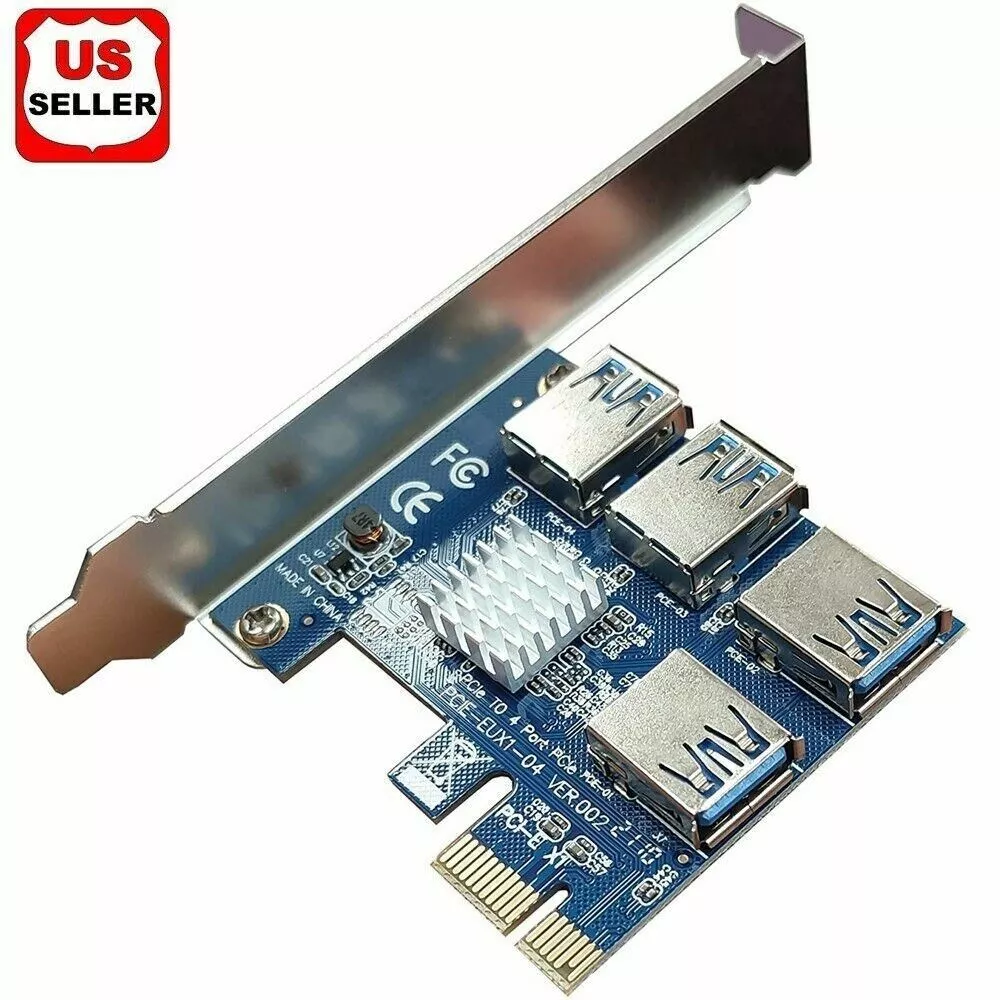 PCIe 1 to 4 PCI express 16X slots Riser Card PCI-E 1X to External 4 PCI ...
