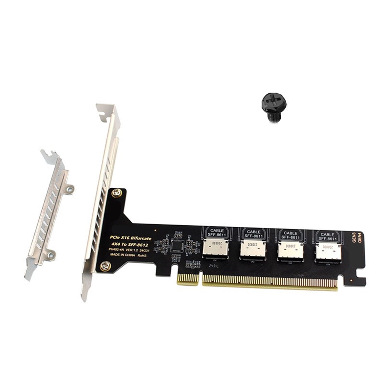 PCIe 16x 4 Port Expansion Card Converts To SFF 8612 SFF 8611 Adapter ...