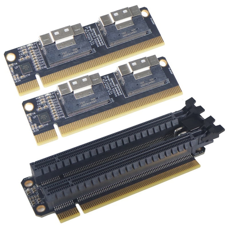 PCIe 4.0 X16 to 2 Ports NVMe Expansion Card PCI-E 4.0 16x to SlimSAS 8i ...