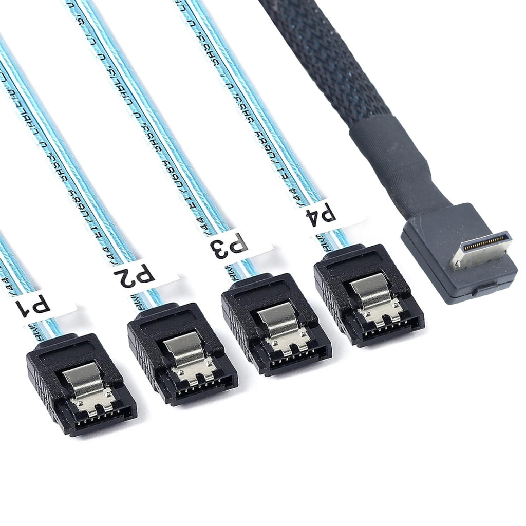 PCIe OCuLink SFF 8611 4i to 4pcs 7P Data Cable Pcie 90 Degree Angled ...