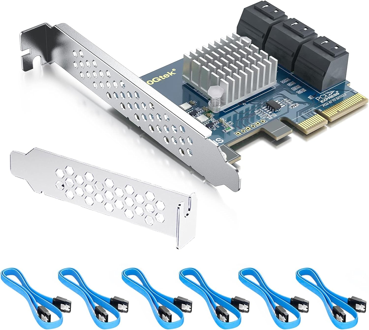 PCIe SATA 6 Port with 6 SATA Cables and Low Profile Bracket, 6Gbps ...