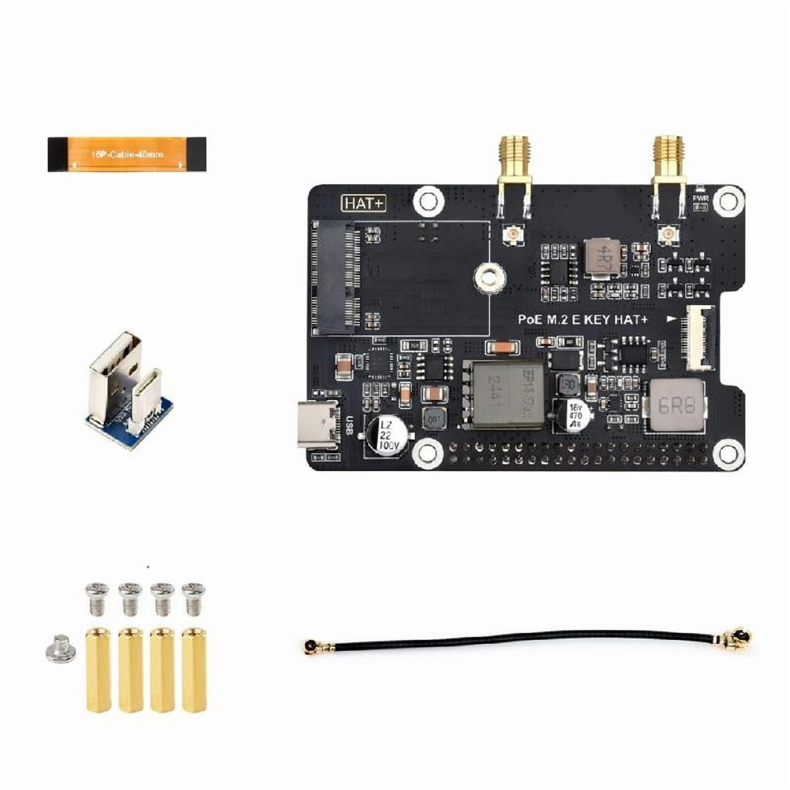 PCIe To M.2 E KEY Adapter With Power Over Ethernet for RPi 5 M.2 E Key ...