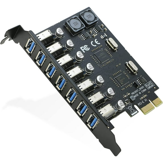 PCIe USB 3.0 Card 7 Port, RIITOP PCI-e Express x1 to 7 Port USB3.0 ...