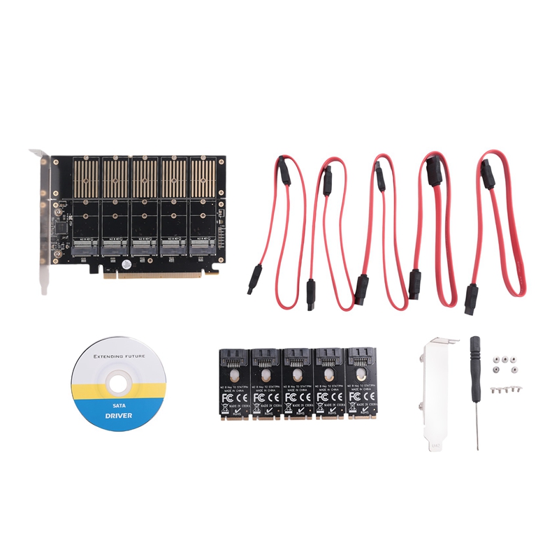 PCIe X16 M.2 Key B NVMe SSD Adapter Card M.2 NGFF to SATA-Ⅲ SSD Adapter ...