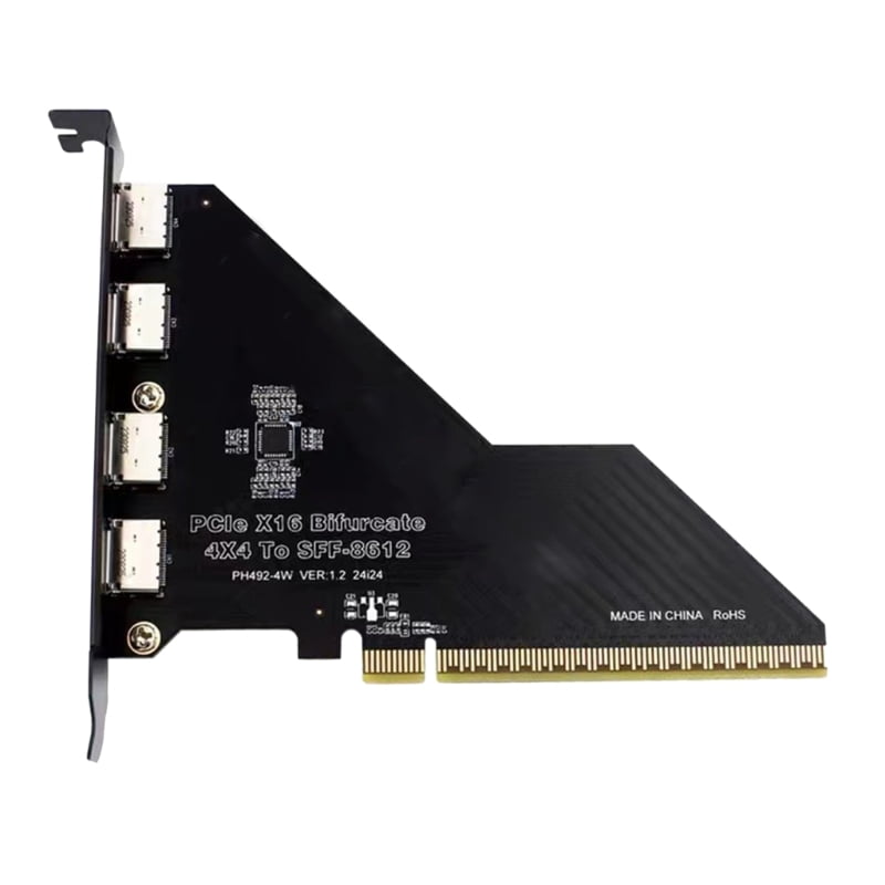 PCIe X16 Split Adapter Card 4 Port PCIE X4X4X4X4 to Oculink SFF8612 ...