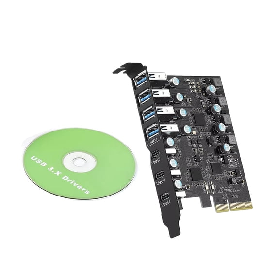PCIe to USB 3.2 Gen 2 Expansion Card 20 Gbps Bandwidth 7 Ports 4 USB-A ...