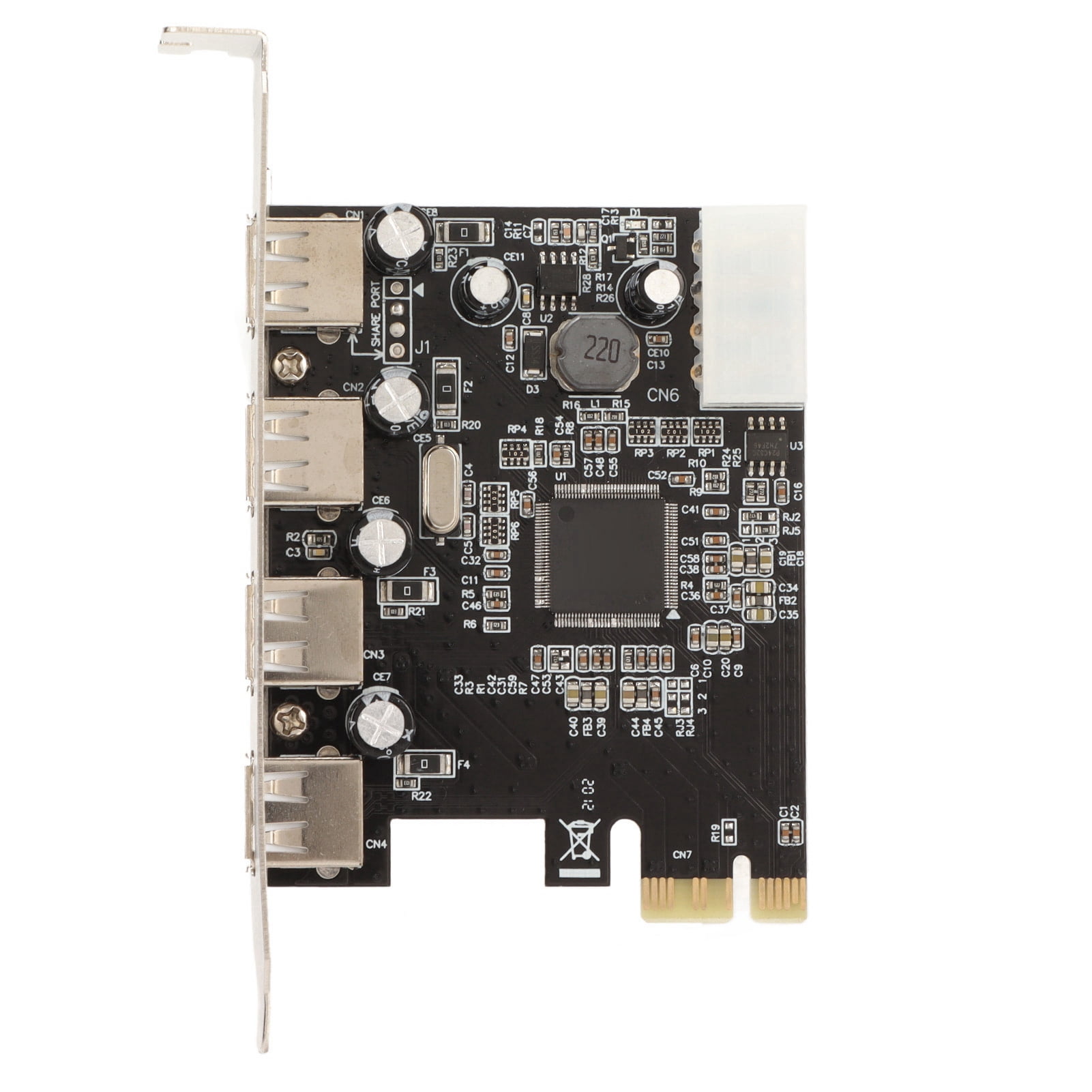 PCIe to USB2.0 Expansion Card 4 Ports 4 Pin Power 480Mb/s Easy ...