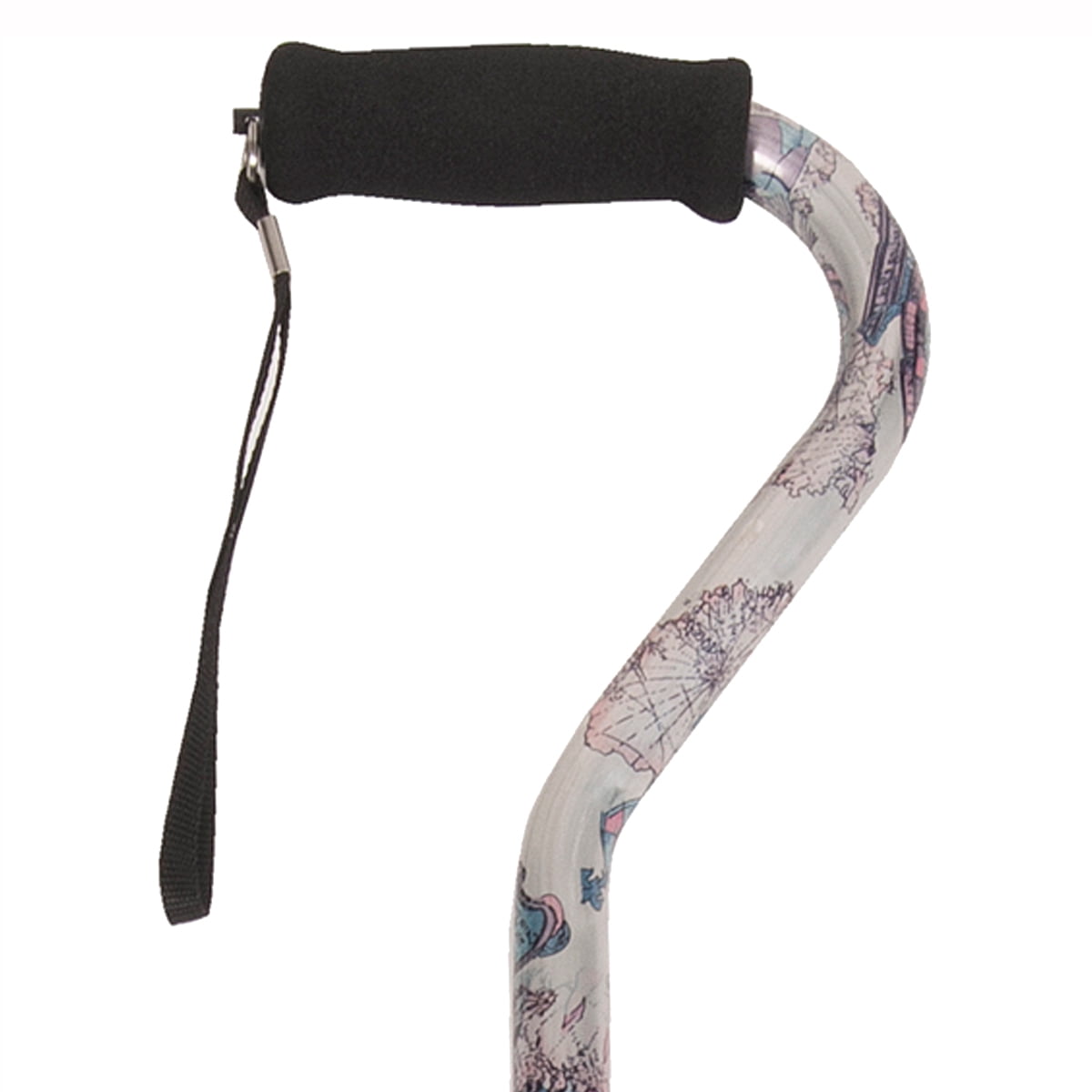 PCP Adjustable Cane, Designer Print, Offset Handle, Wrist Strap ...