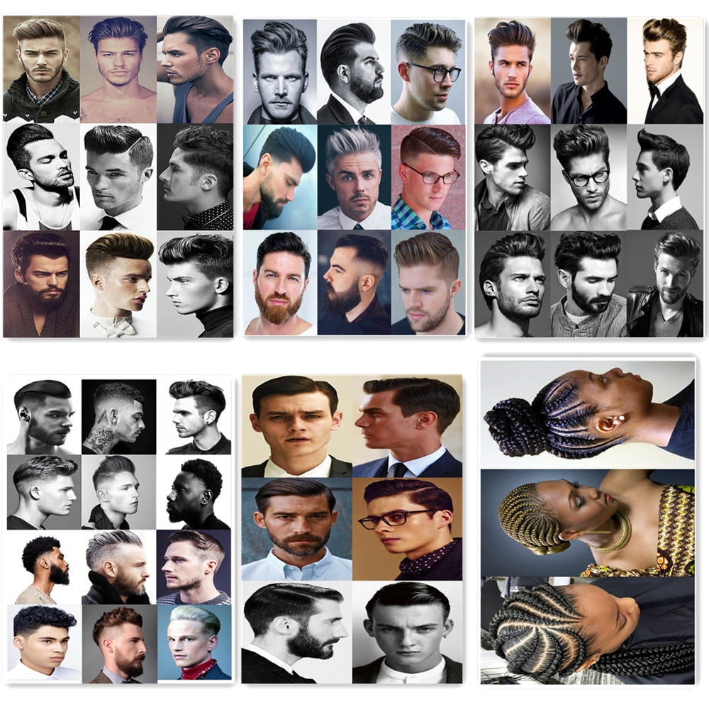 6 PCS New Popular Men's Hairstyle Poster Wall Charts Barber Shop Wall ...