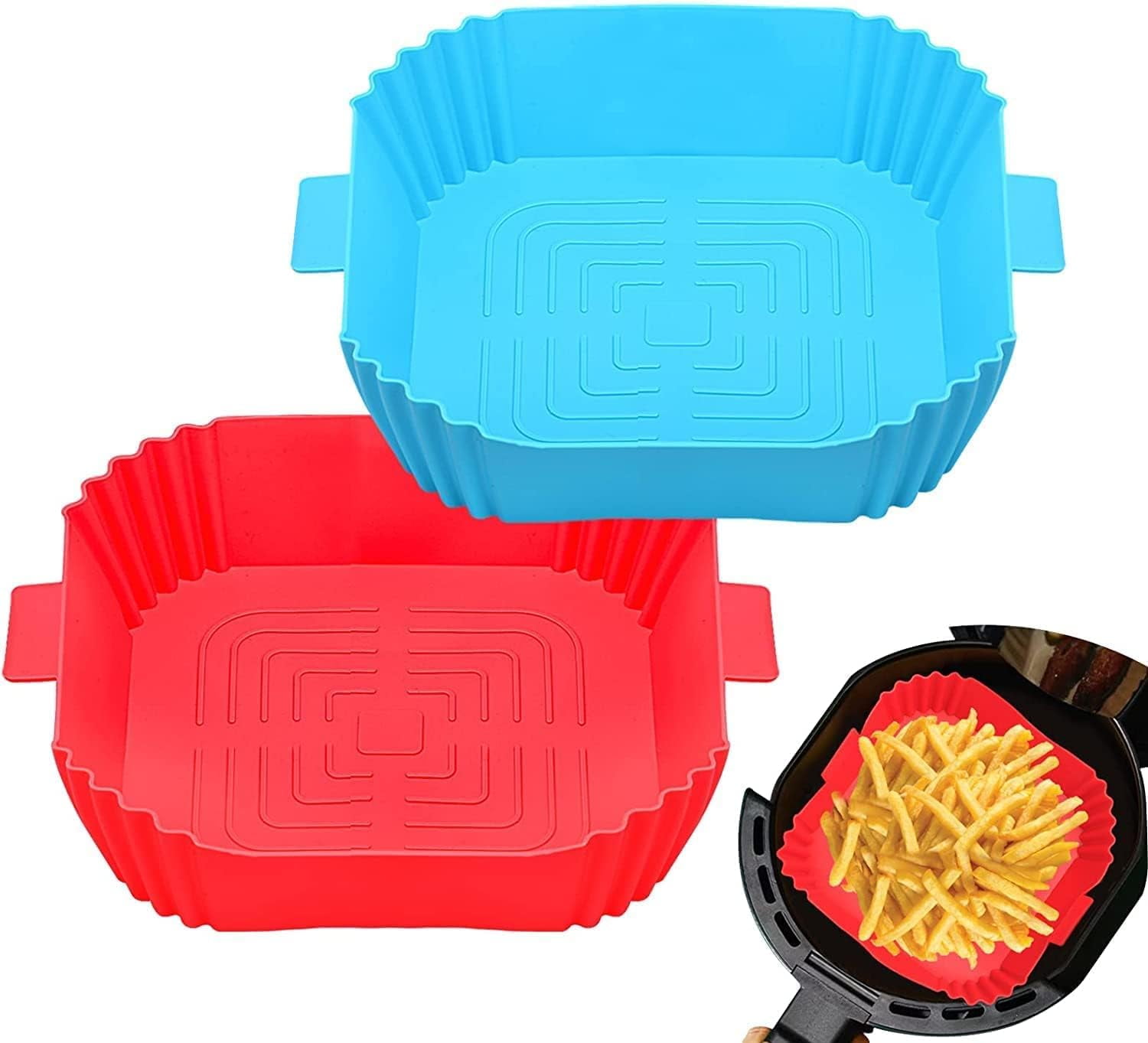PCS1 Air Fryer Silicone Liners Square Air Fryer Silicone BasketHeat ...