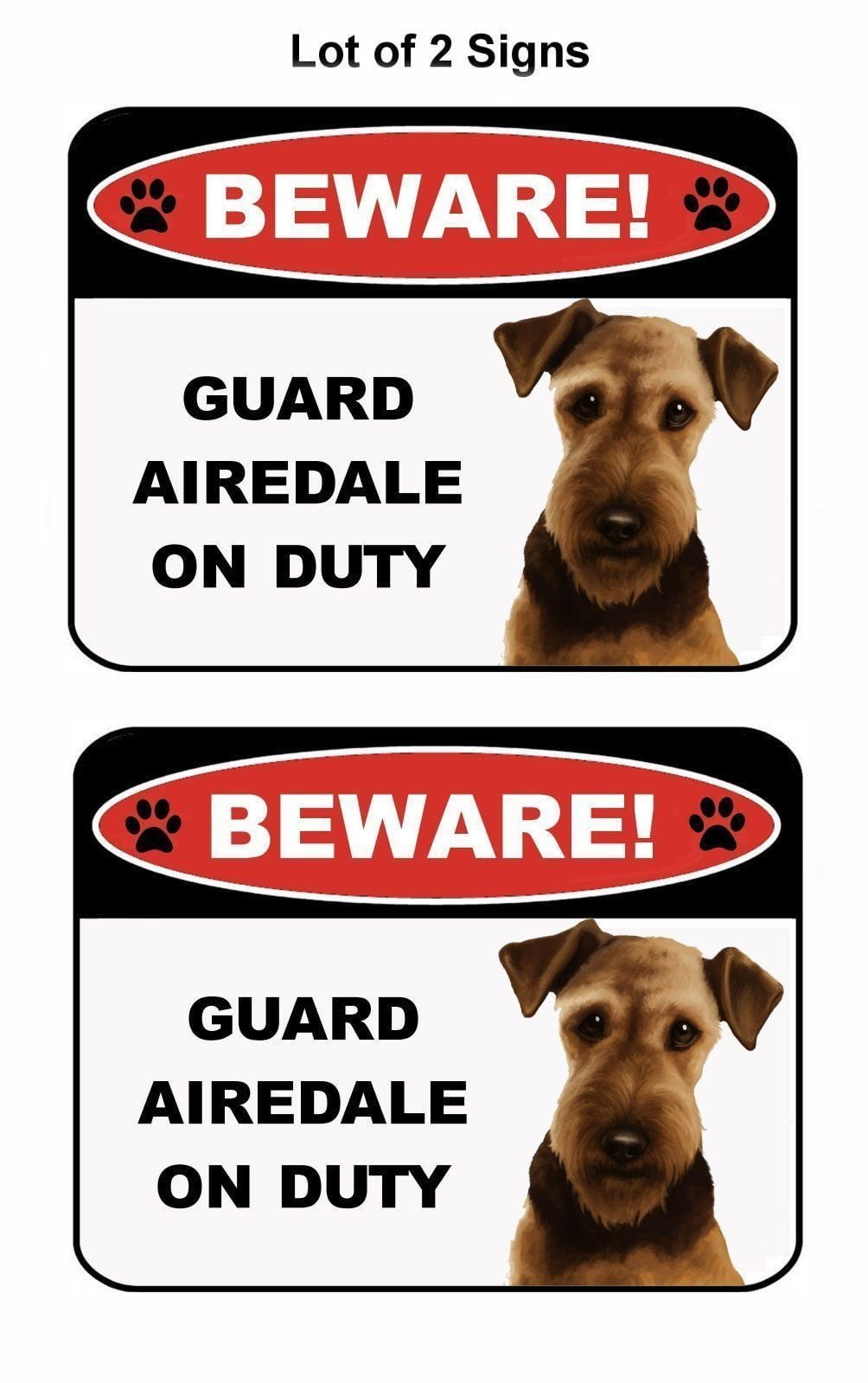 PCSCP 2-Count Beware Guard Airedale on Duty (v1) 9 inch x 11.5 inch ...