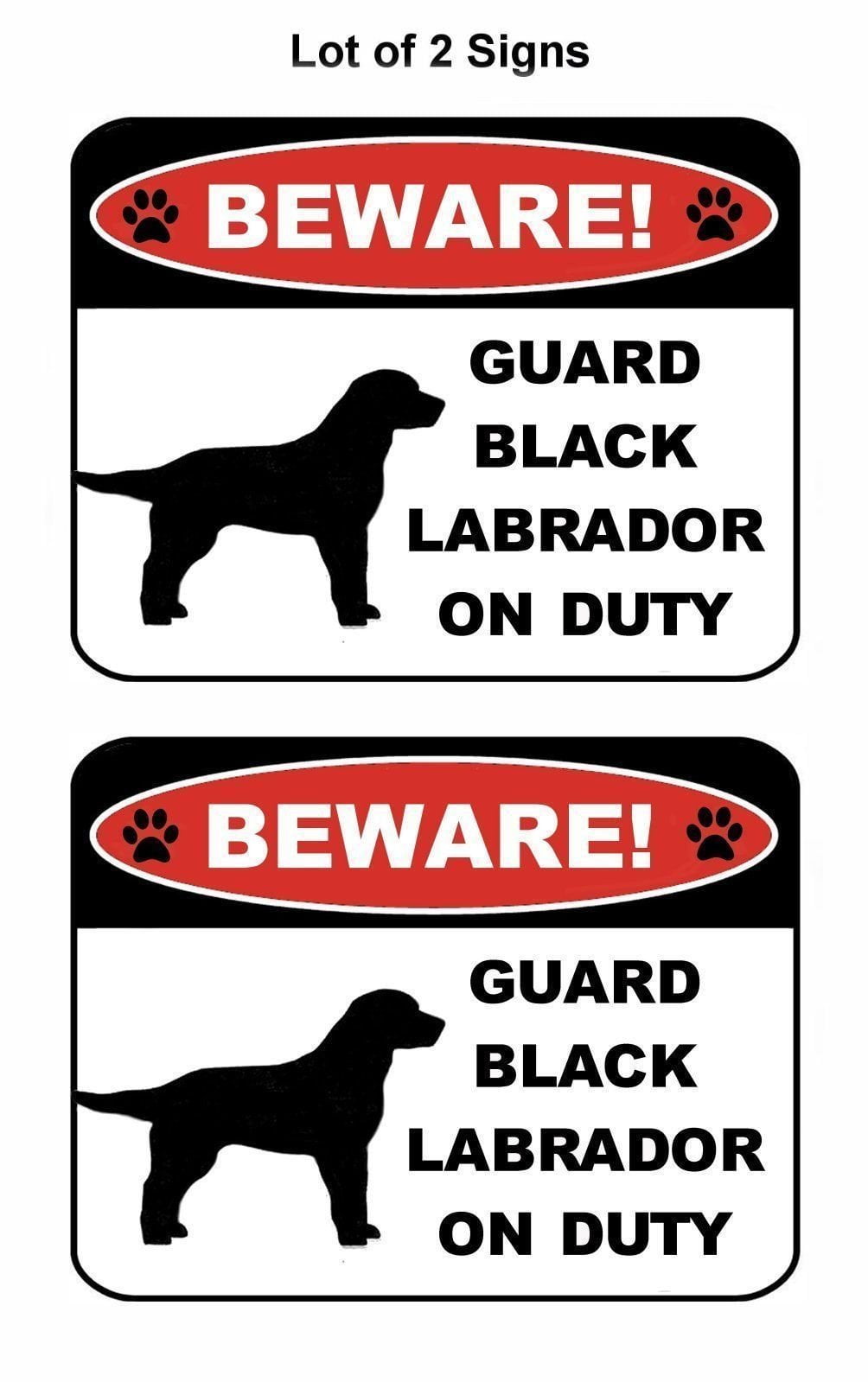 PCSCP 2-Count Beware Guard Black Lab (Silhouette) on Duty 9 inch x 11.5 ...