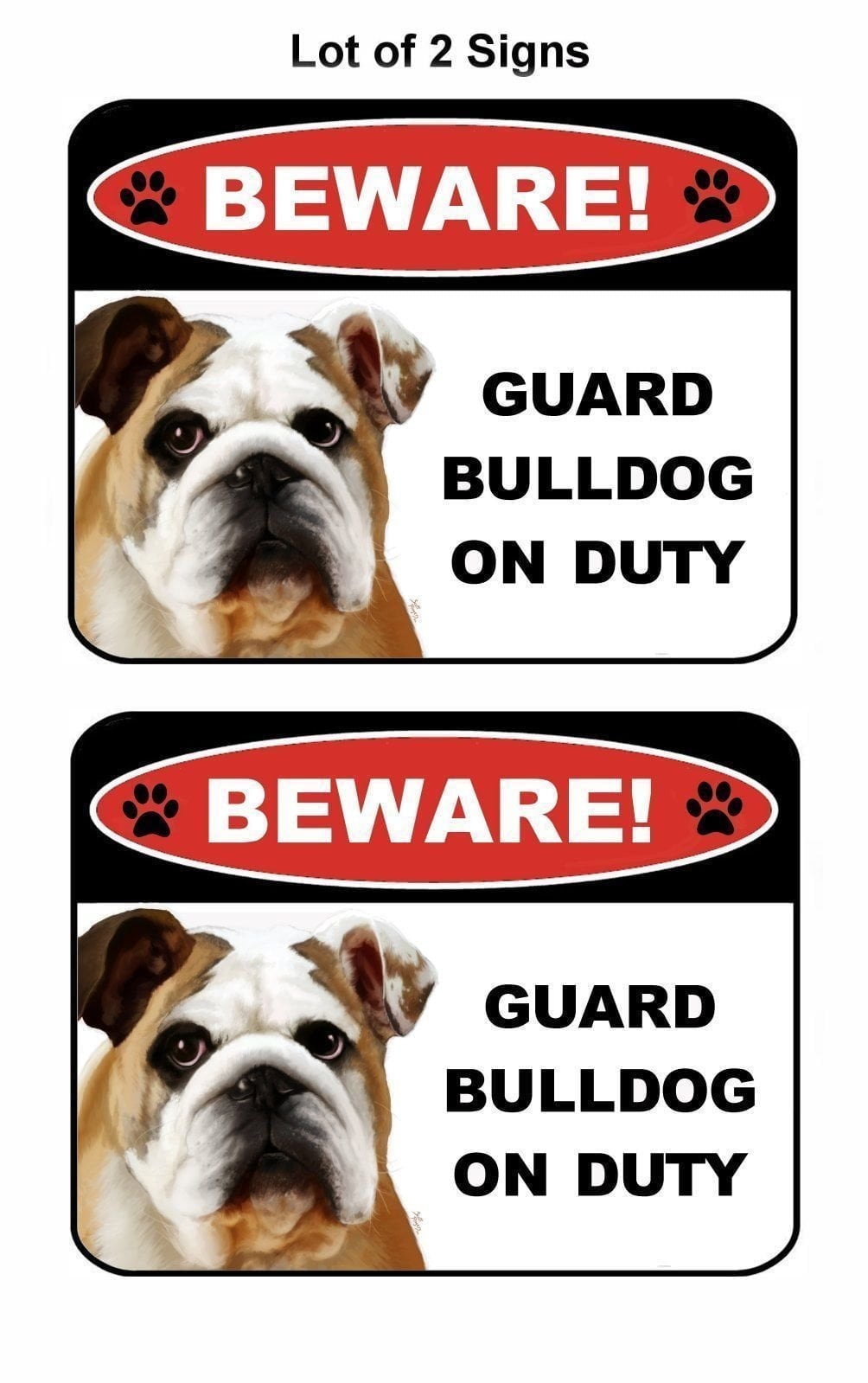 PCSCP 2-Count Beware Guard Bulldog on Duty (v1) 9 inch x 11.5 inch ...