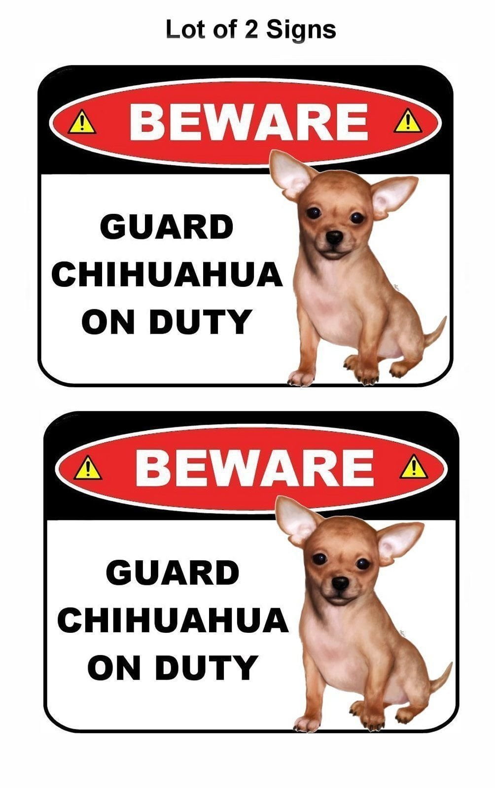 PCSCP 2-Count Beware Guard Chihuahua on Duty (v1) 9 inch x 11.5 inch ...