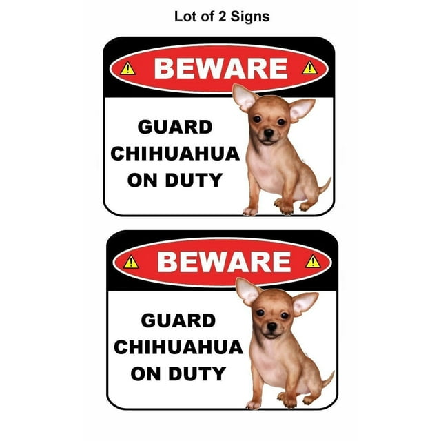PCSCP 2-Count Beware Guard Chihuahua on Duty (v1) 9 inch x 11.5 inch ...