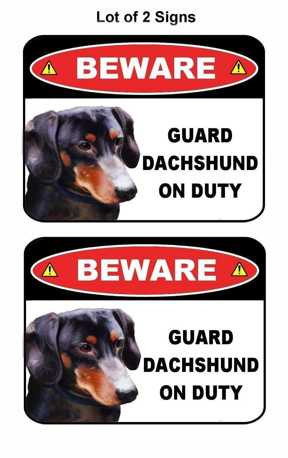 PCSCP 2 Count Beware Guard Dachshund (v1) on Duty 9 inch x 11.5 inch ...