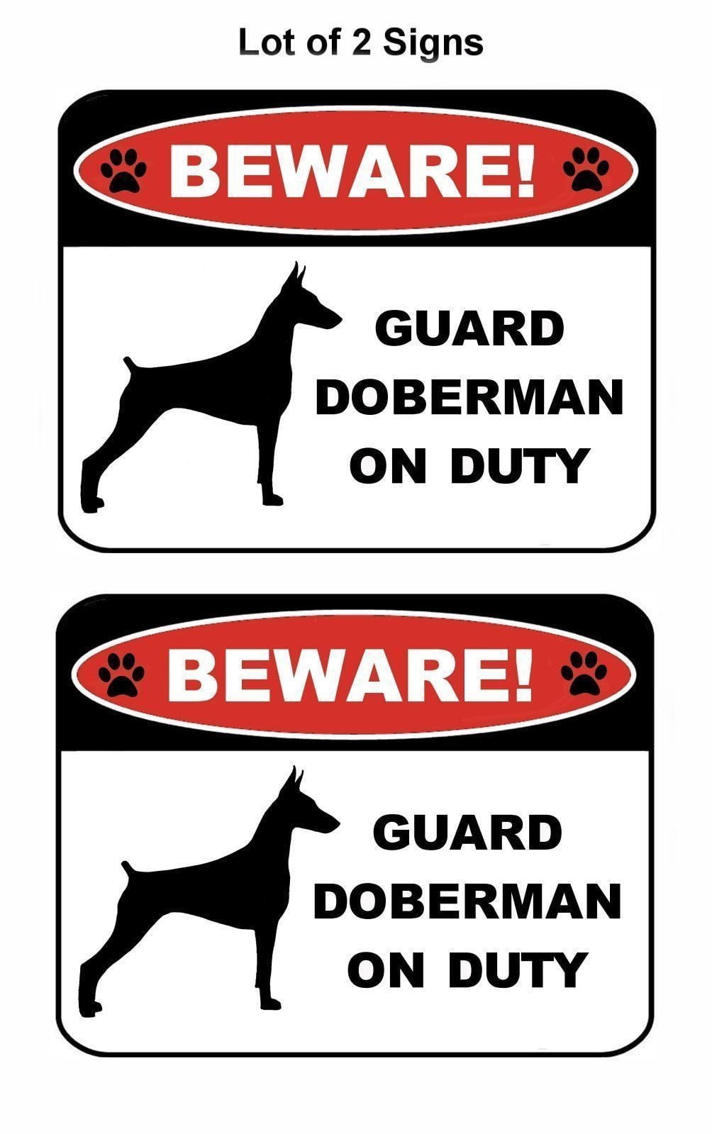 PCSCP 2-Count Beware Guard Doberman (Silhouette) on Duty 9 inch x 11.5 ...