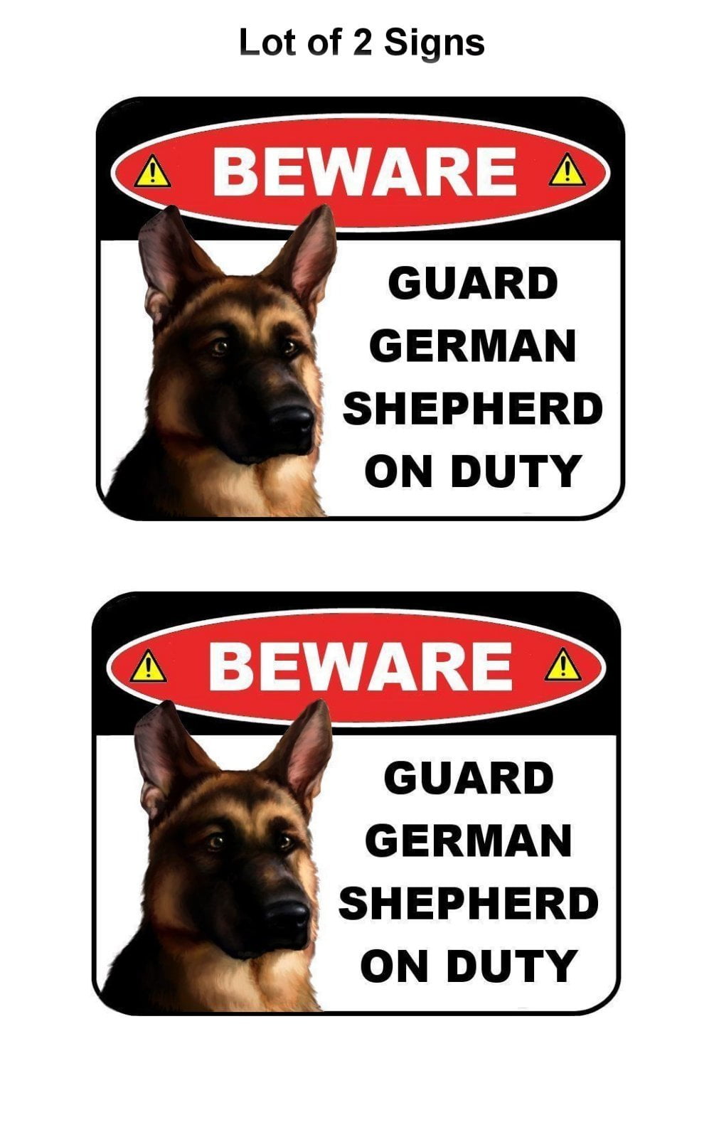 PCSCP 2-Count Beware Guard German Shepherd on Duty (v1) 9 inch x 11.5 ...