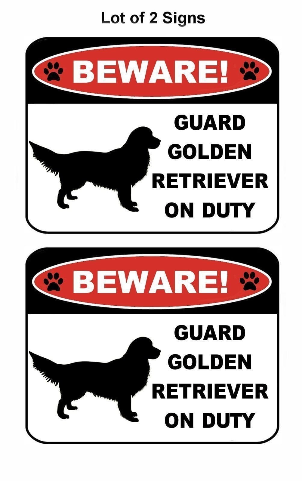 PCSCP 2-Count Beware Guard Golden Retriever (Silhouette) on Duty 9 inch ...