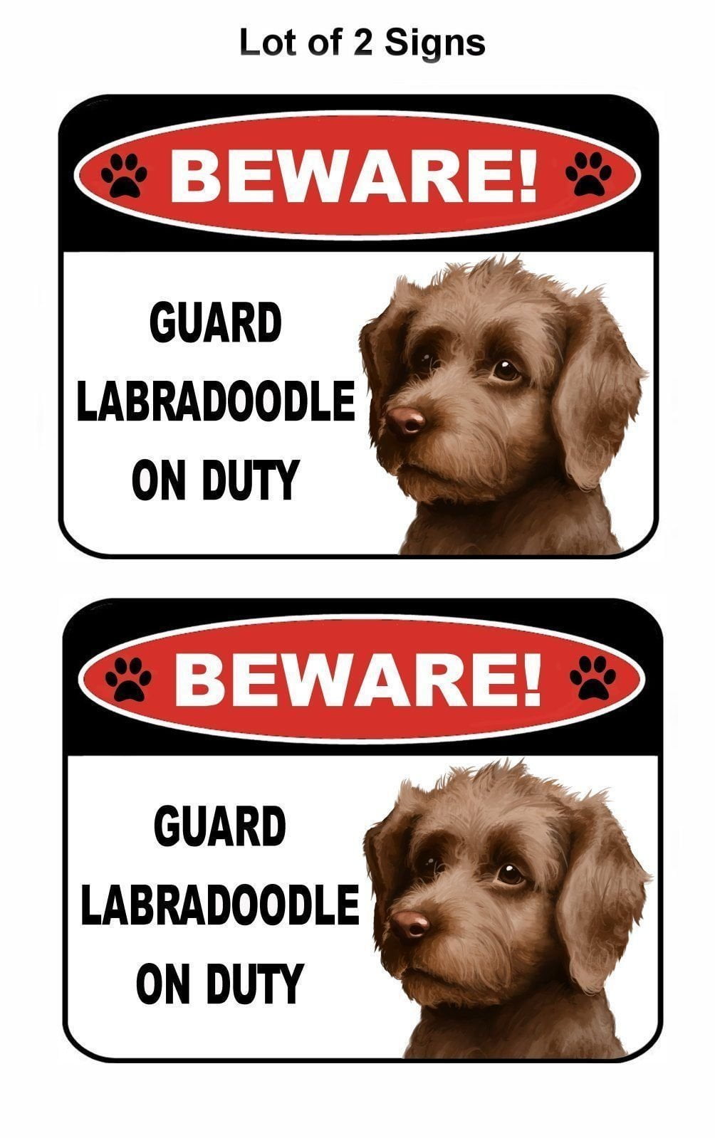 PCSCP 2-Count Beware Guard Labradoodle on Duty (v1) 9 inch x 11.5 inch ...