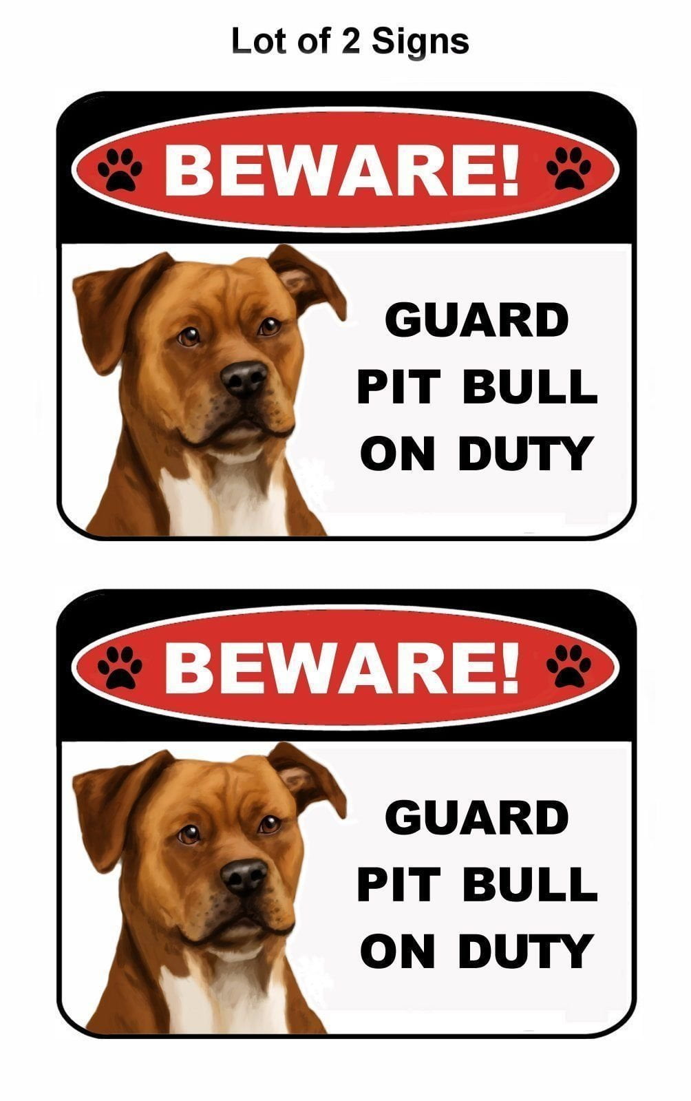 PCSCP 2-Count Beware Guard Pitbull (Silhouette) on Duty 9 inch x 11.5 ...