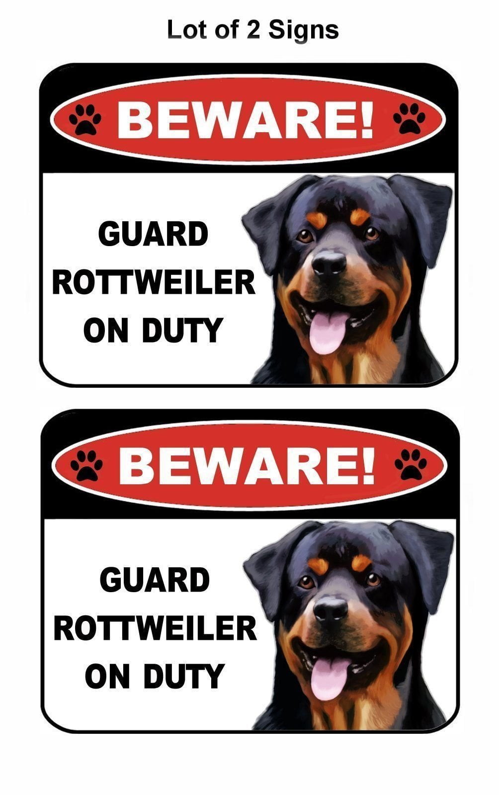 PCSCP 2-Count Beware Guard Rottweiler on Duty (v1) 9 inch x 11.5 inch ...