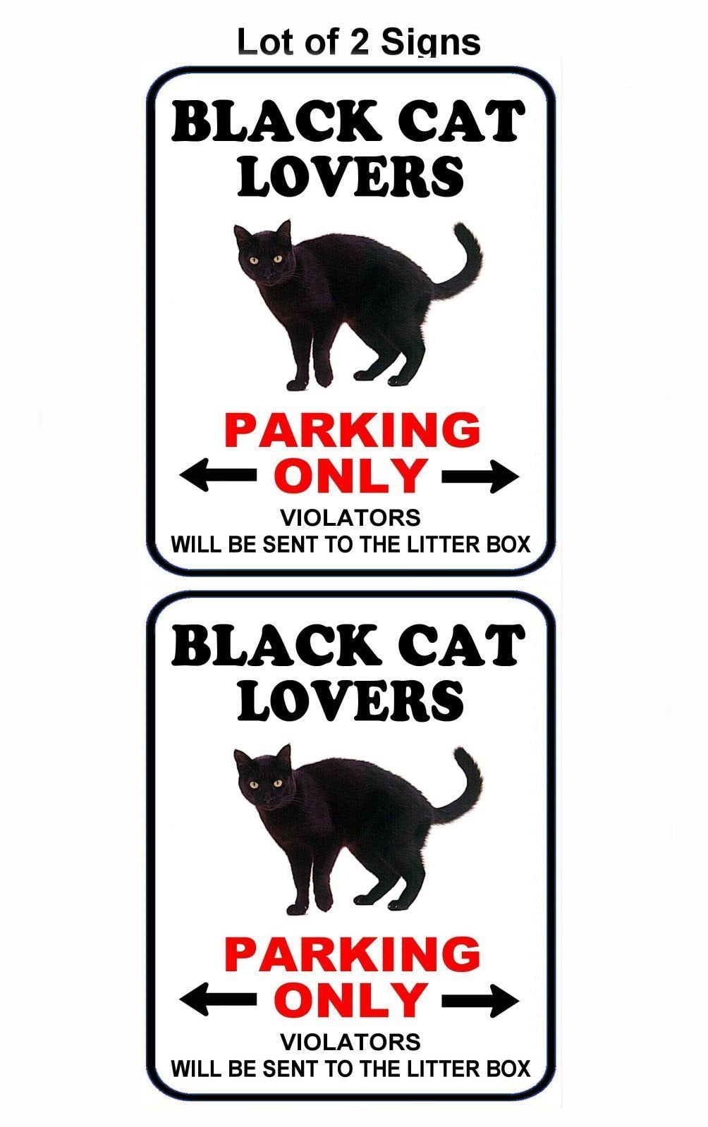PCSCP 2 Count Black Cat Lovers Parking Only 11 inch by 9.5 inch ...