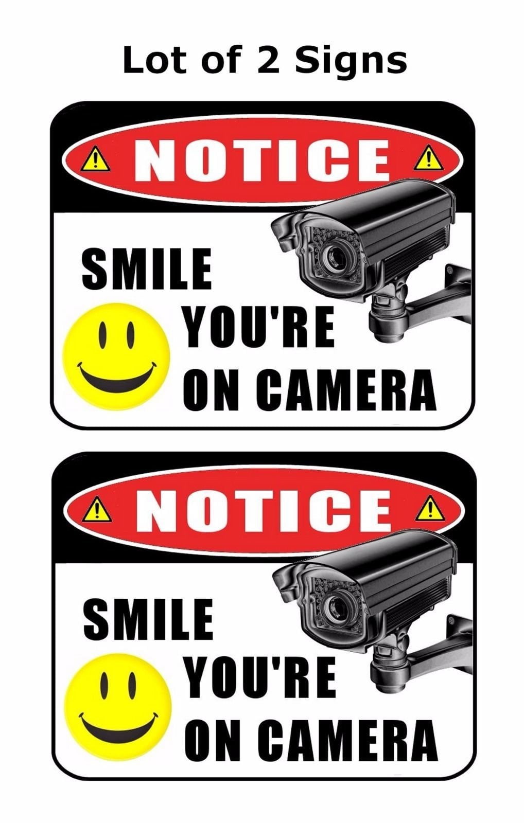 PCSCP 2 Count Notice Smile Your on Camera 9 inch x 11.5 inch Laminated ...